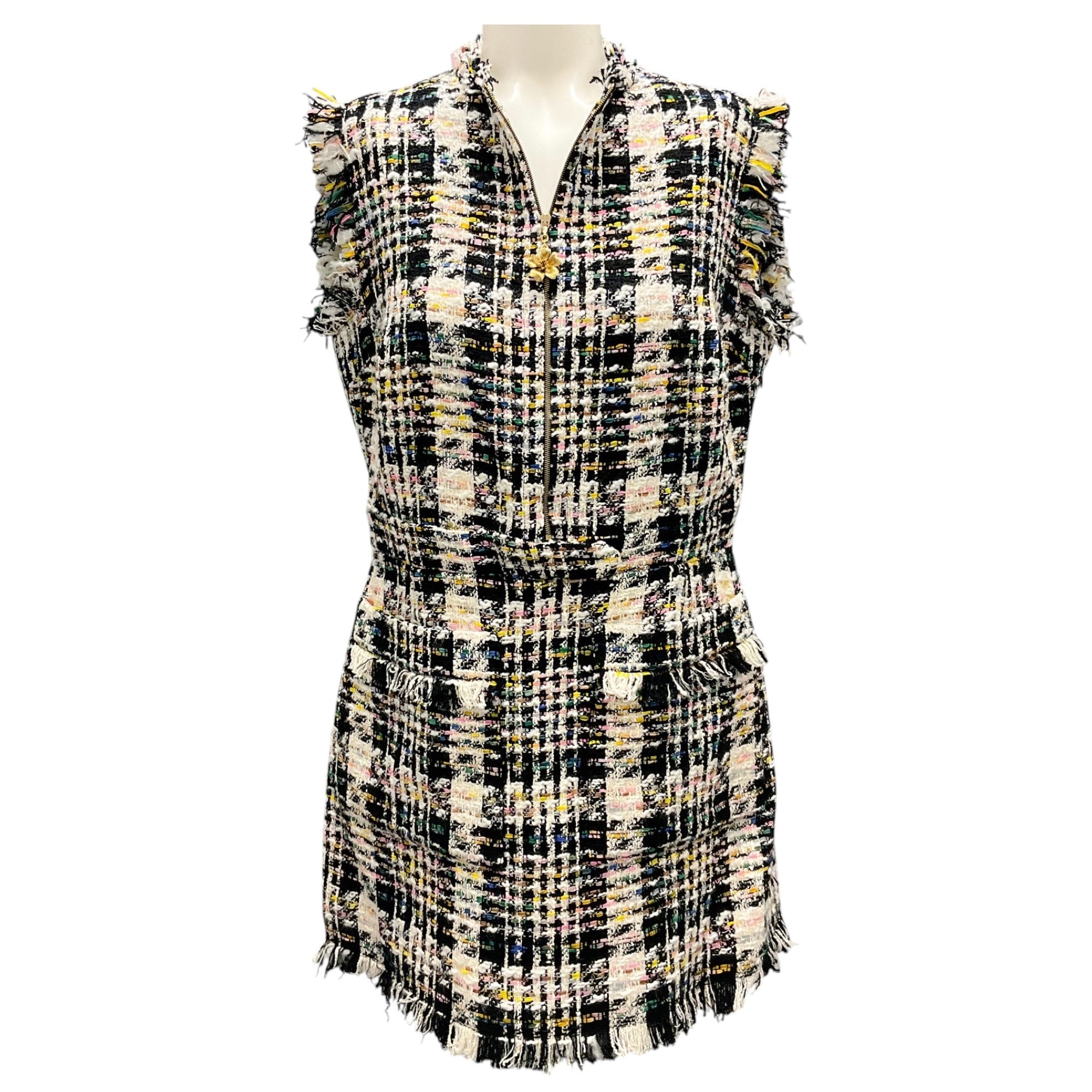 Oscar de la Renta Black Multi 2023 Ribbon Tweed Mini Dress – Roundabout ...