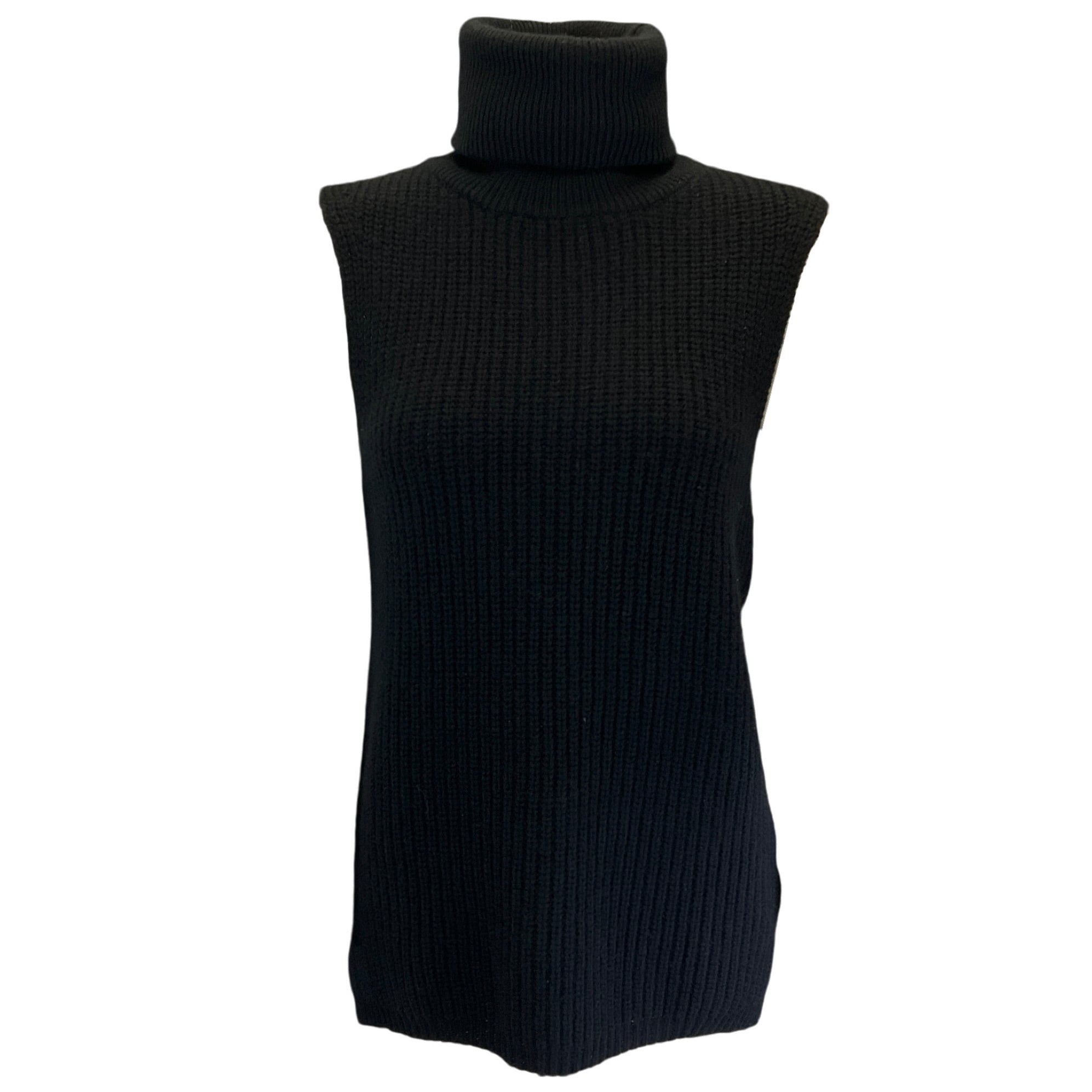 La Collection Black Sleeveless Cashmere Knit Turtleneck Sweater ...