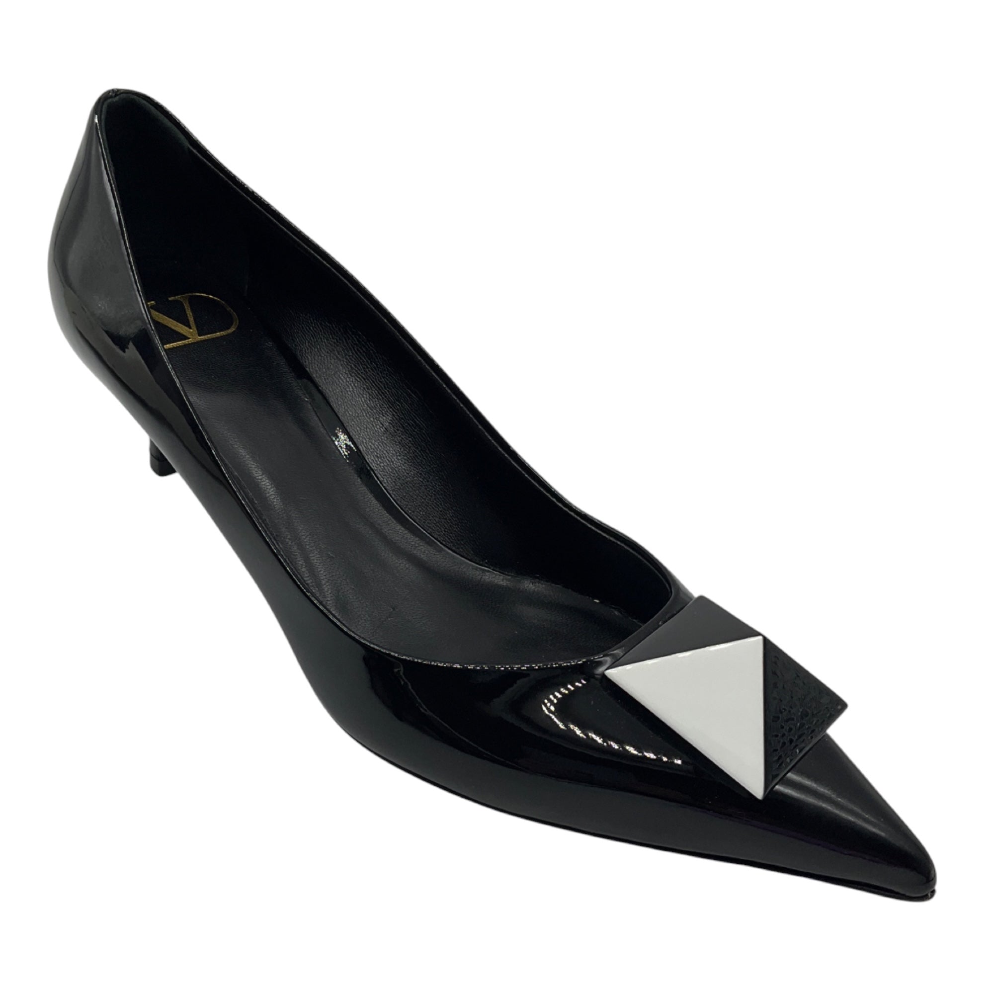 Valentino Black / White 50mm One Stud Patent Leather Pumps – Roundabout ...