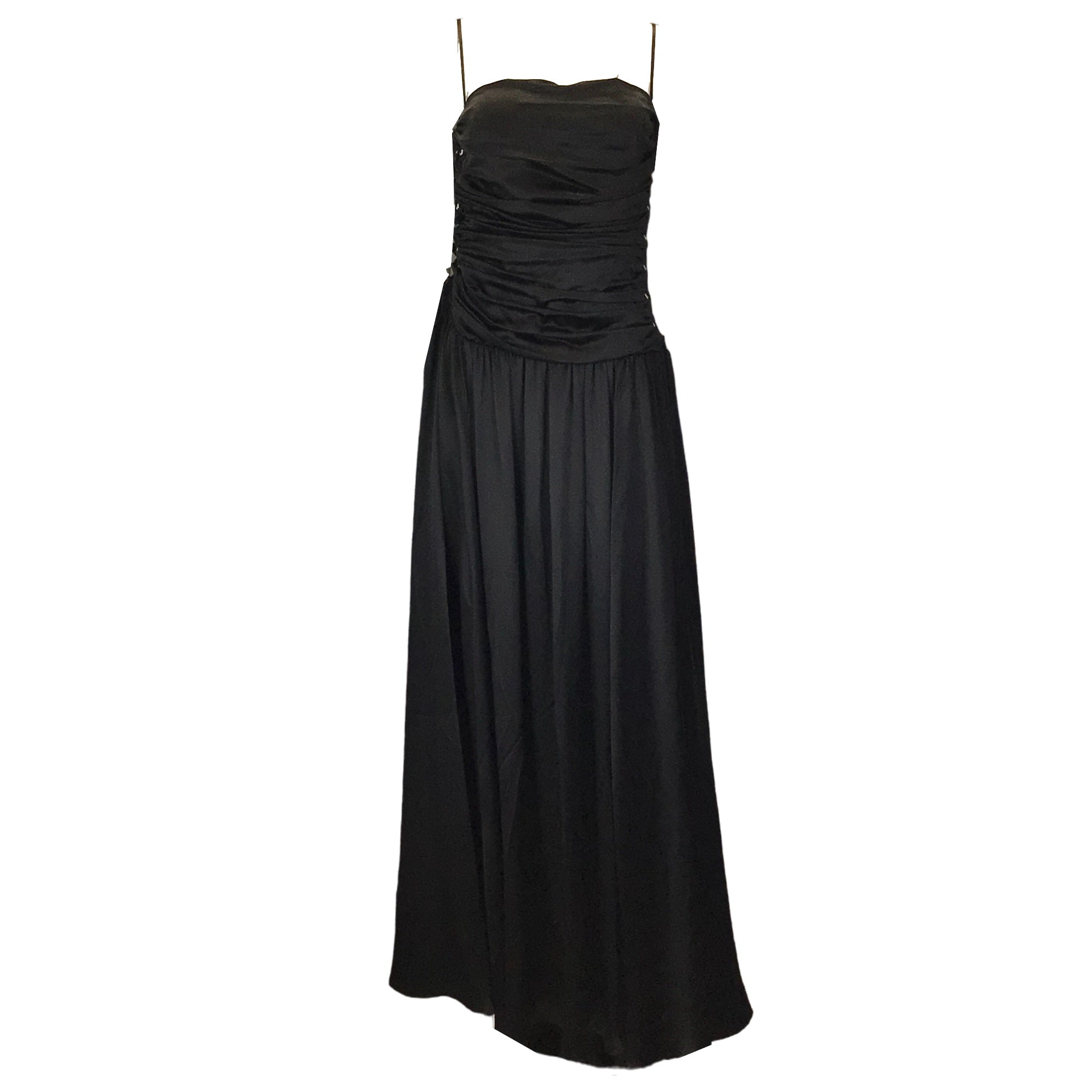 Rochas Black Long Silk Satin Bustier Dress – Roundabout Resale Couture