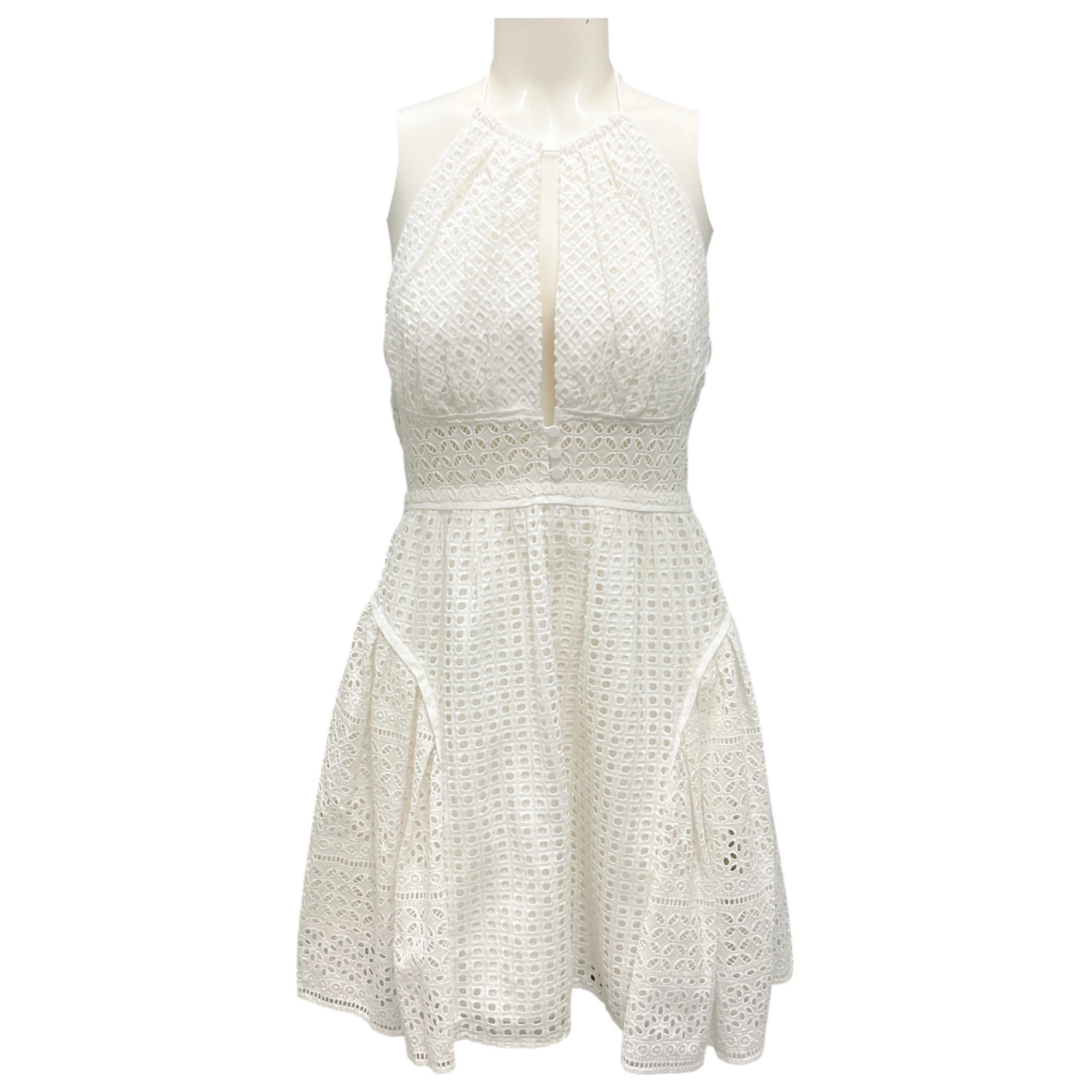 Self-Portrait White 2022 Cotton Broderie Anglaise Mini Dress ...