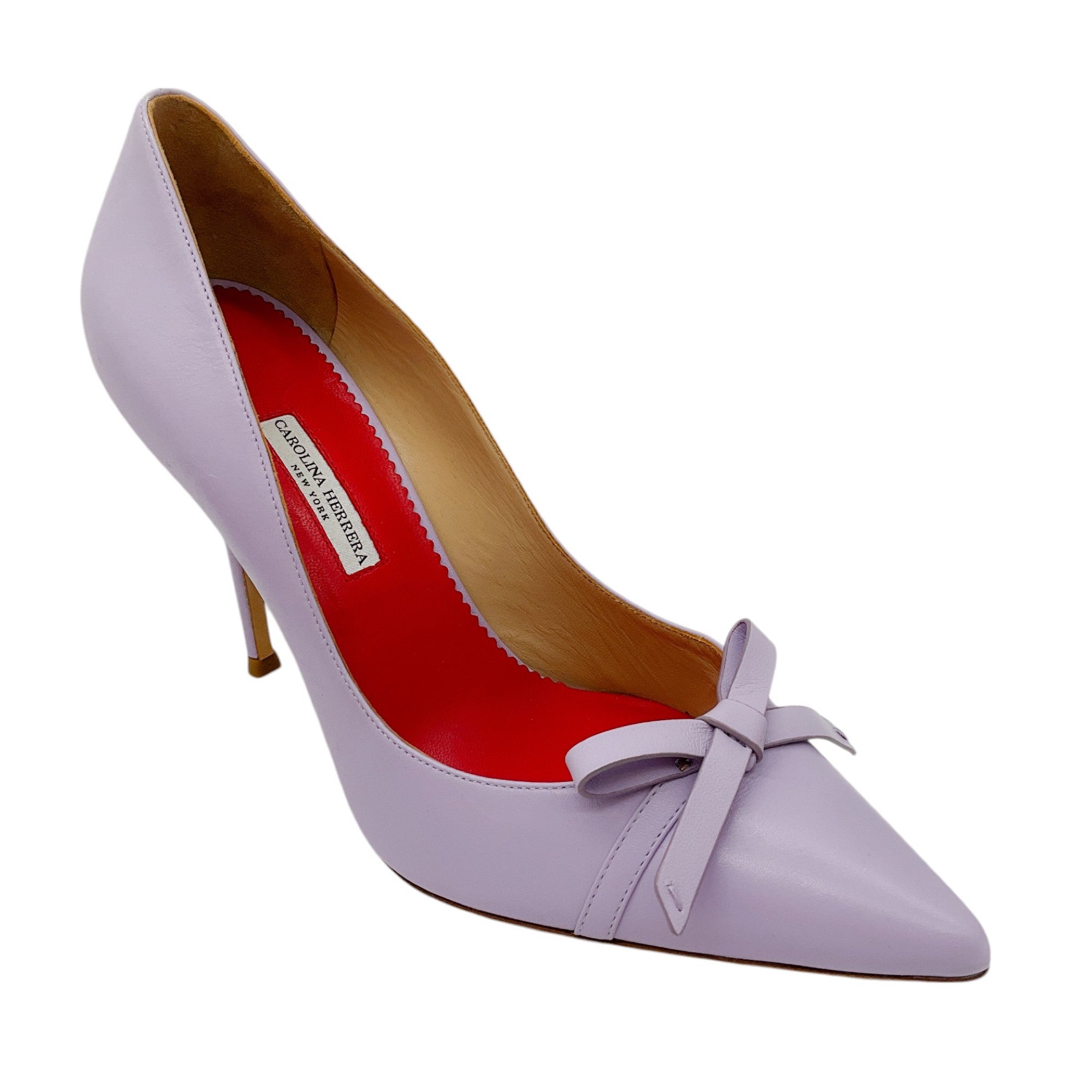 Carolina Herrera Lavender Bow Detail Leather Pumps – Roundabout Resale ...