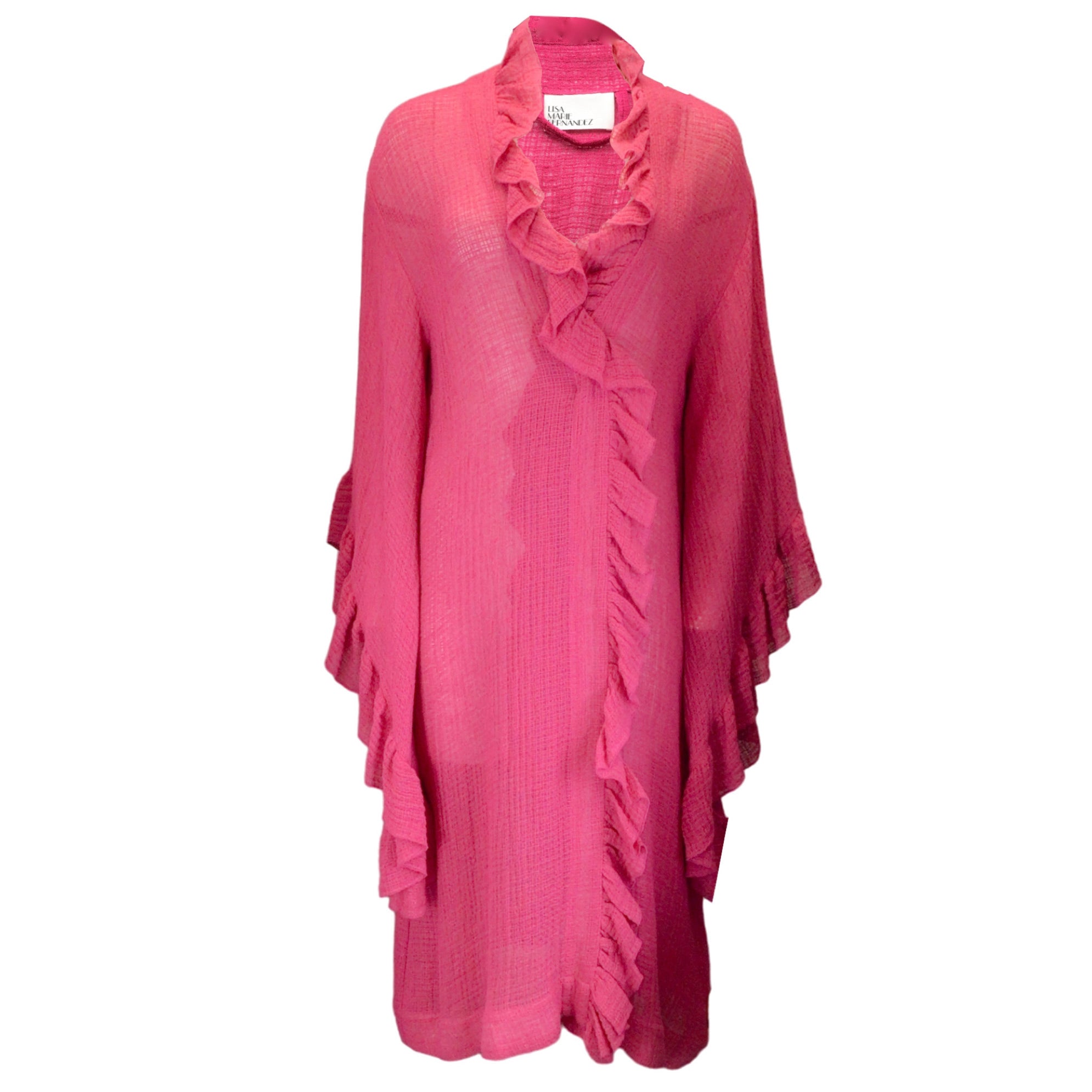 Lisa Marie Fernandez Fuchsia Pink Ruffled Linen Midi Dress – Roundabout ...