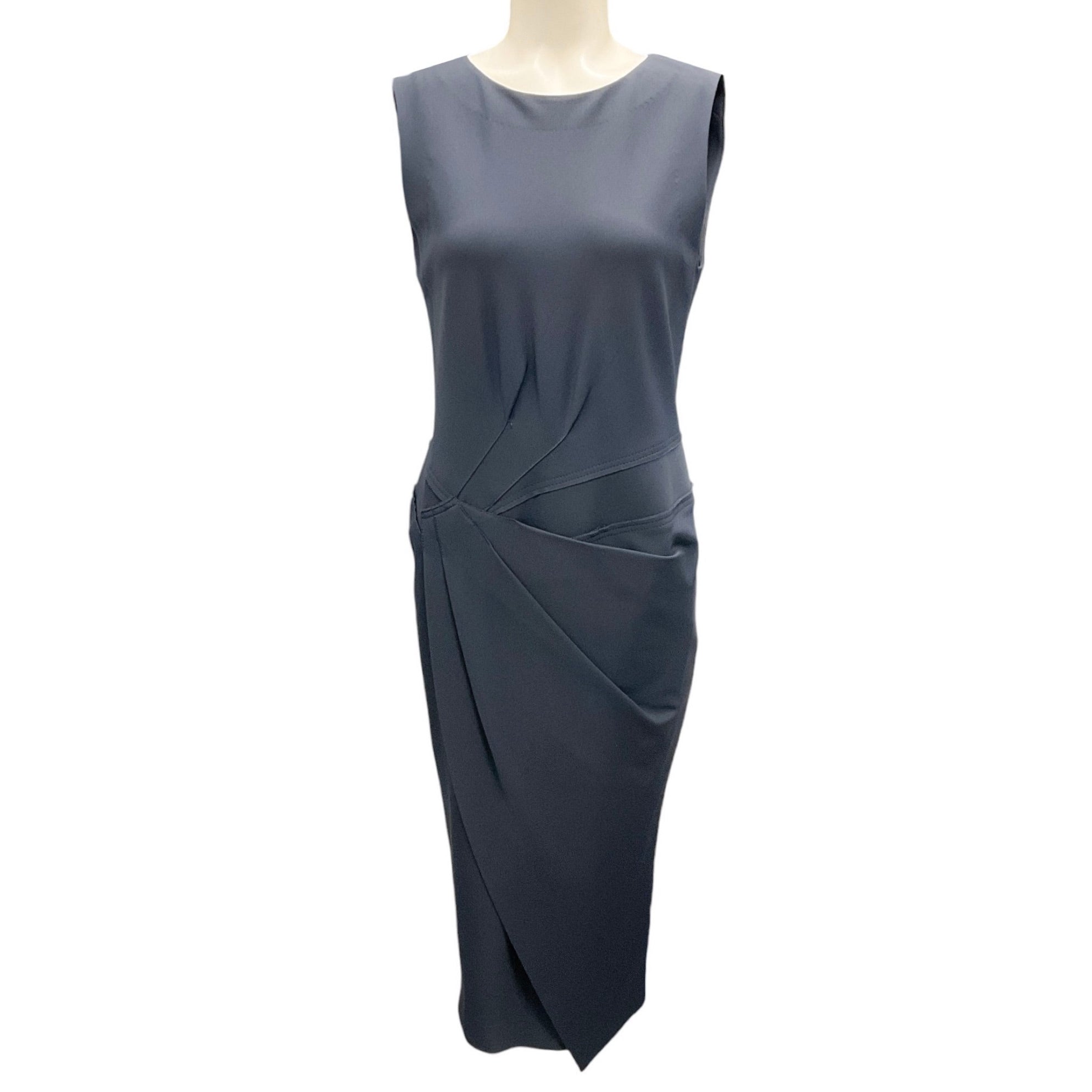 Donna Karan New York Slate Grey Ruched Sleeveless Sheath Dress ...