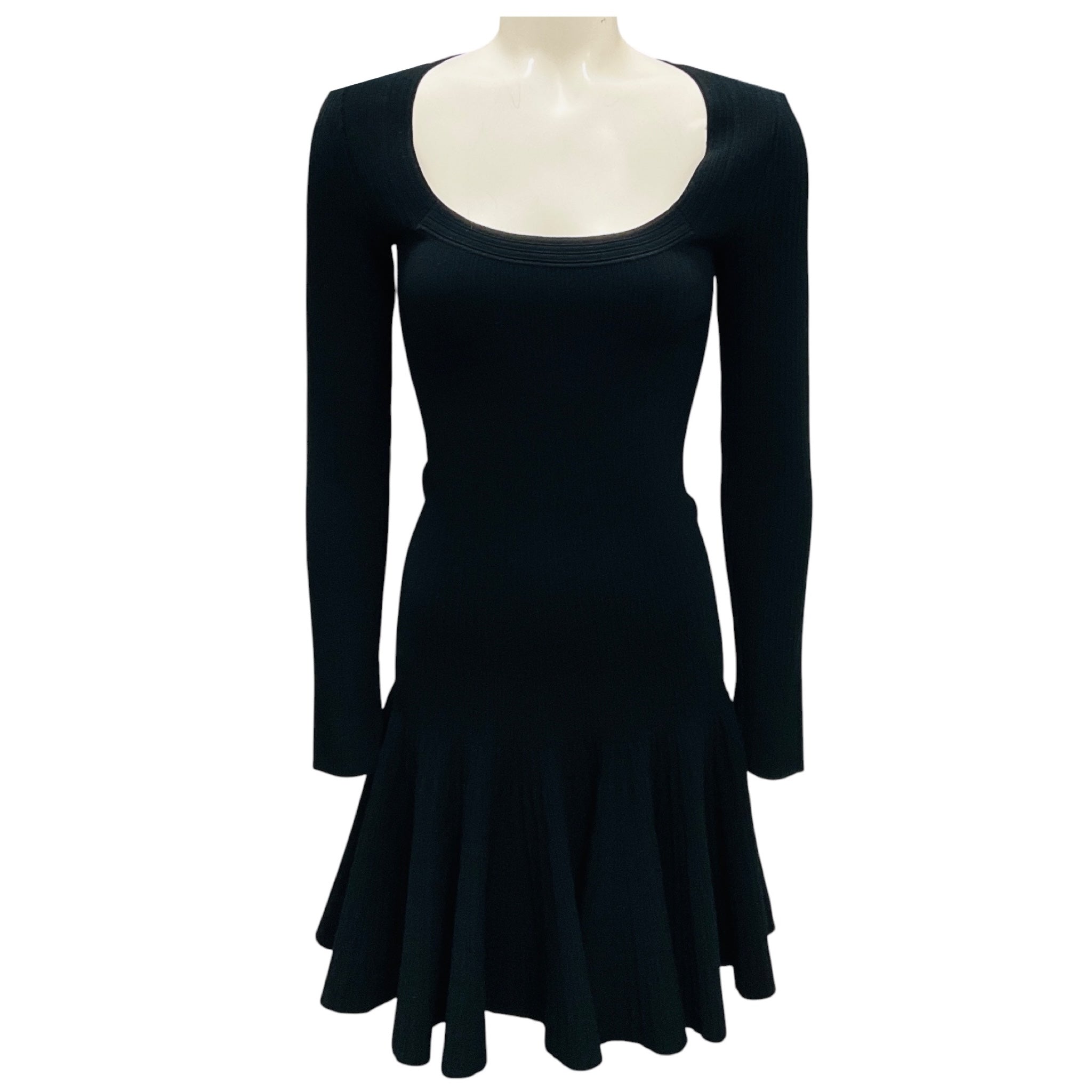 Alaia Black Flared Ribbed Knit Dress – Roundabout Resale Couture