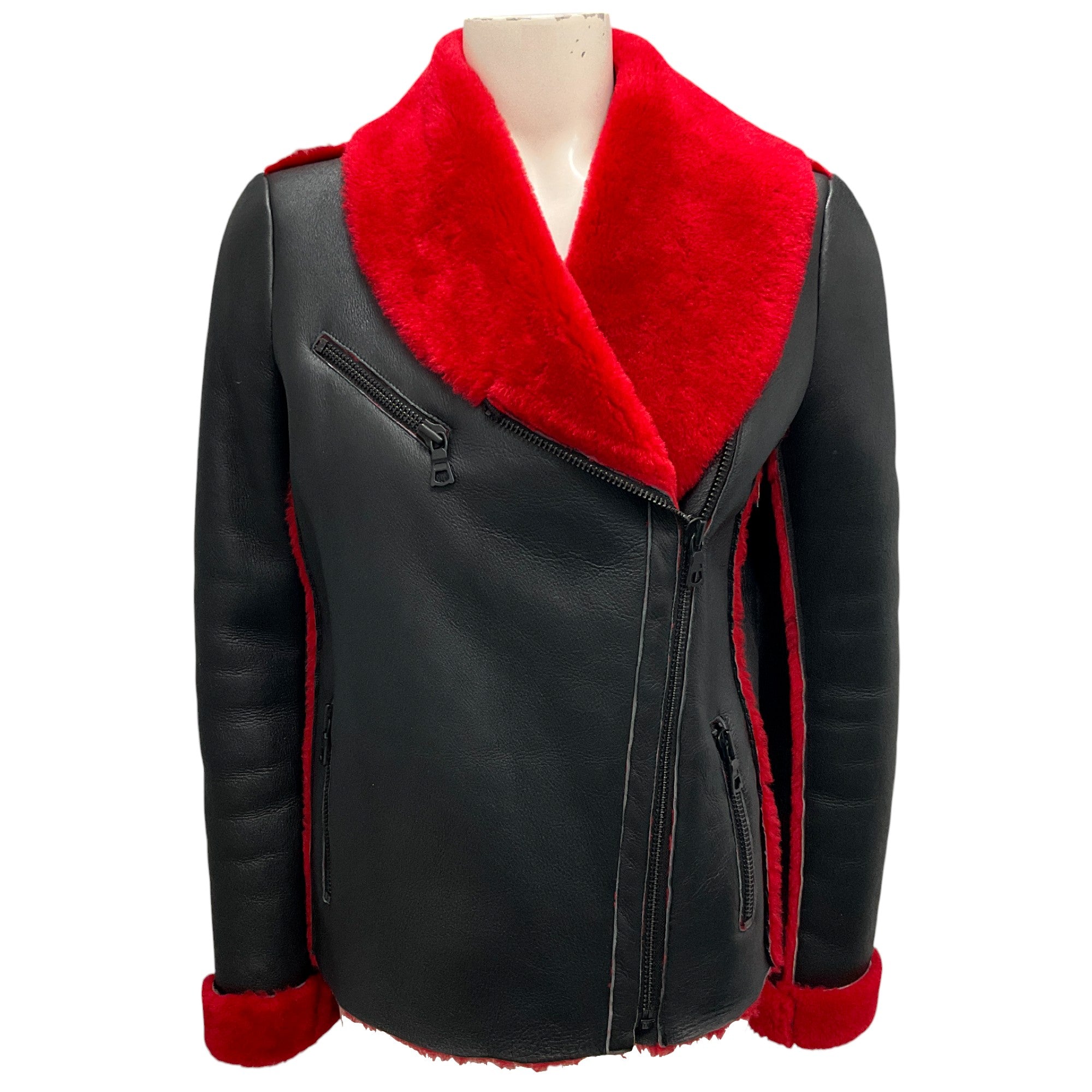 Alice + Olivia Black / Red Shearling Jacket – Roundabout Resale Couture