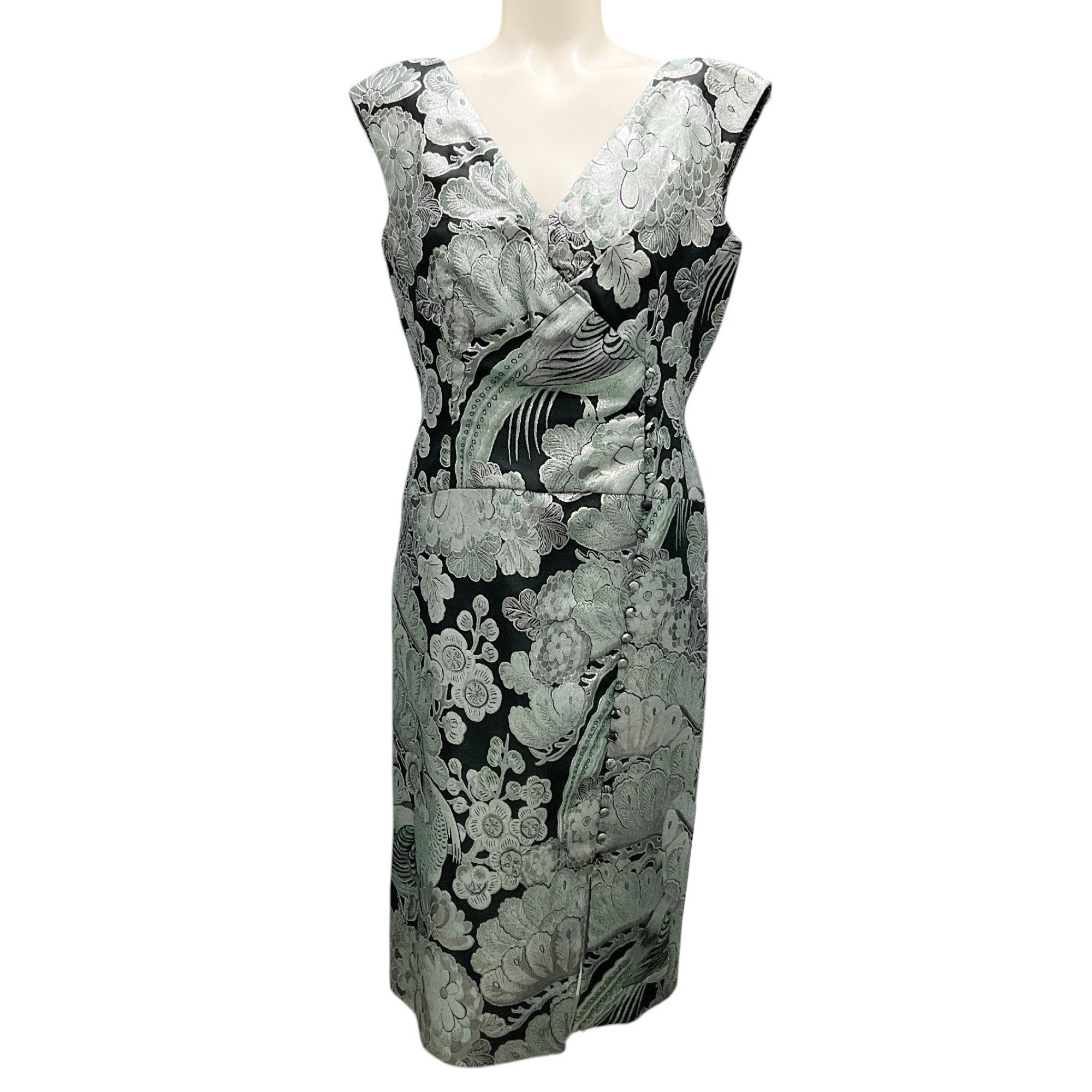 ERDEM Mint Green / Silver Metallic Floral Jacquard Dress – Roundabout ...