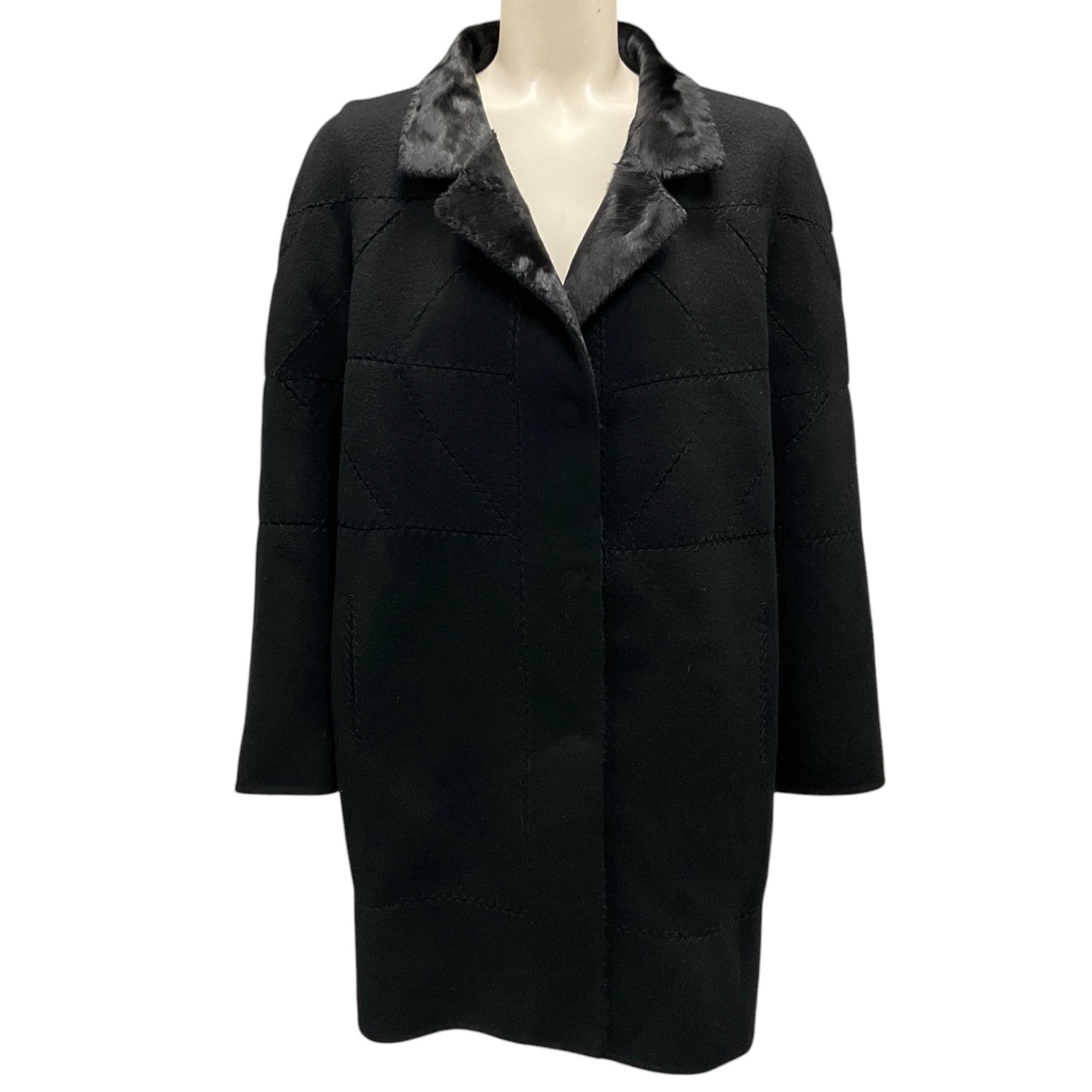 J. Mendel Black Fur Trimmed Wool and Cashmere Coat – Roundabout Resale ...
