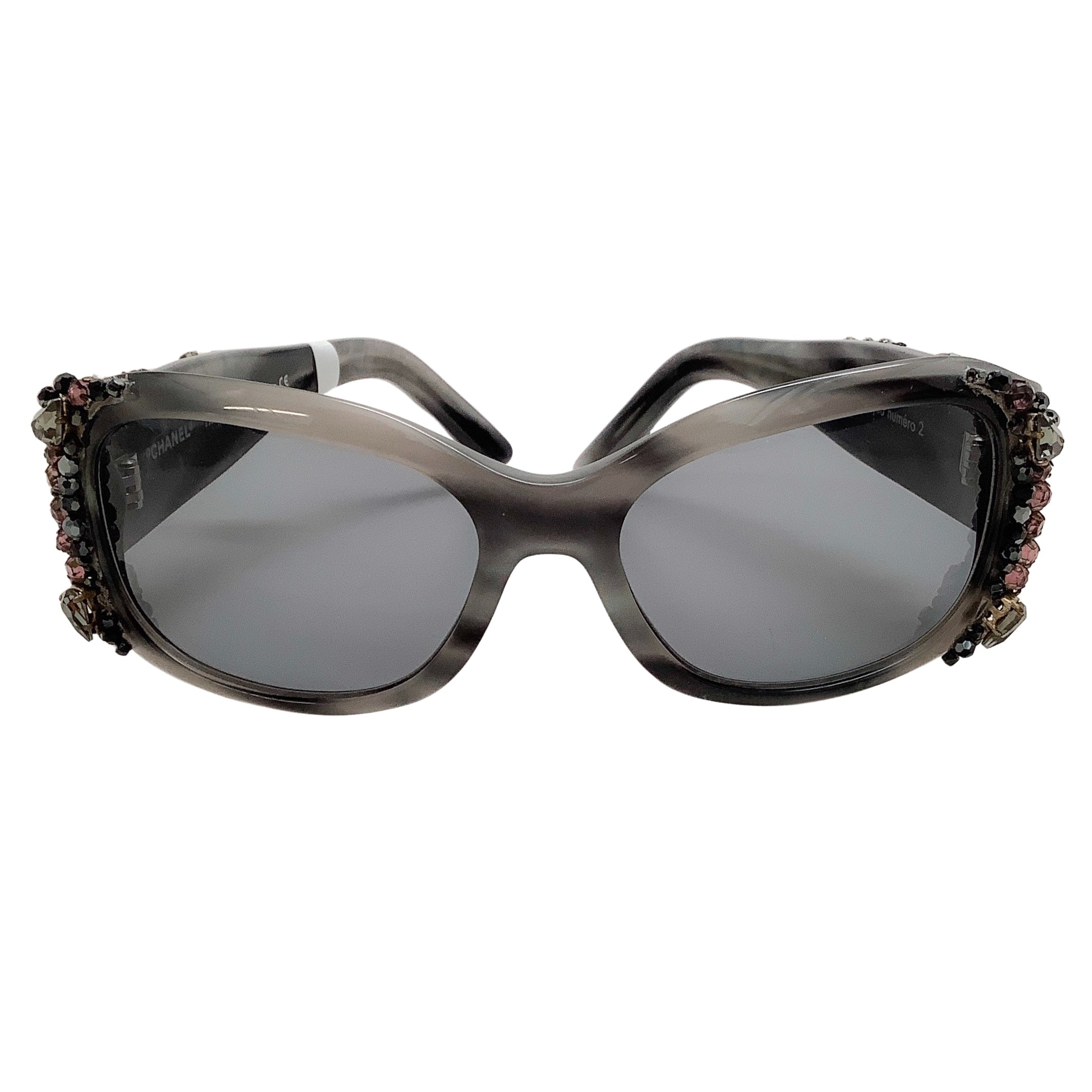Chanel Grey Crystal Bijou Numero 2 Sunglasses – Roundabout Resale Couture