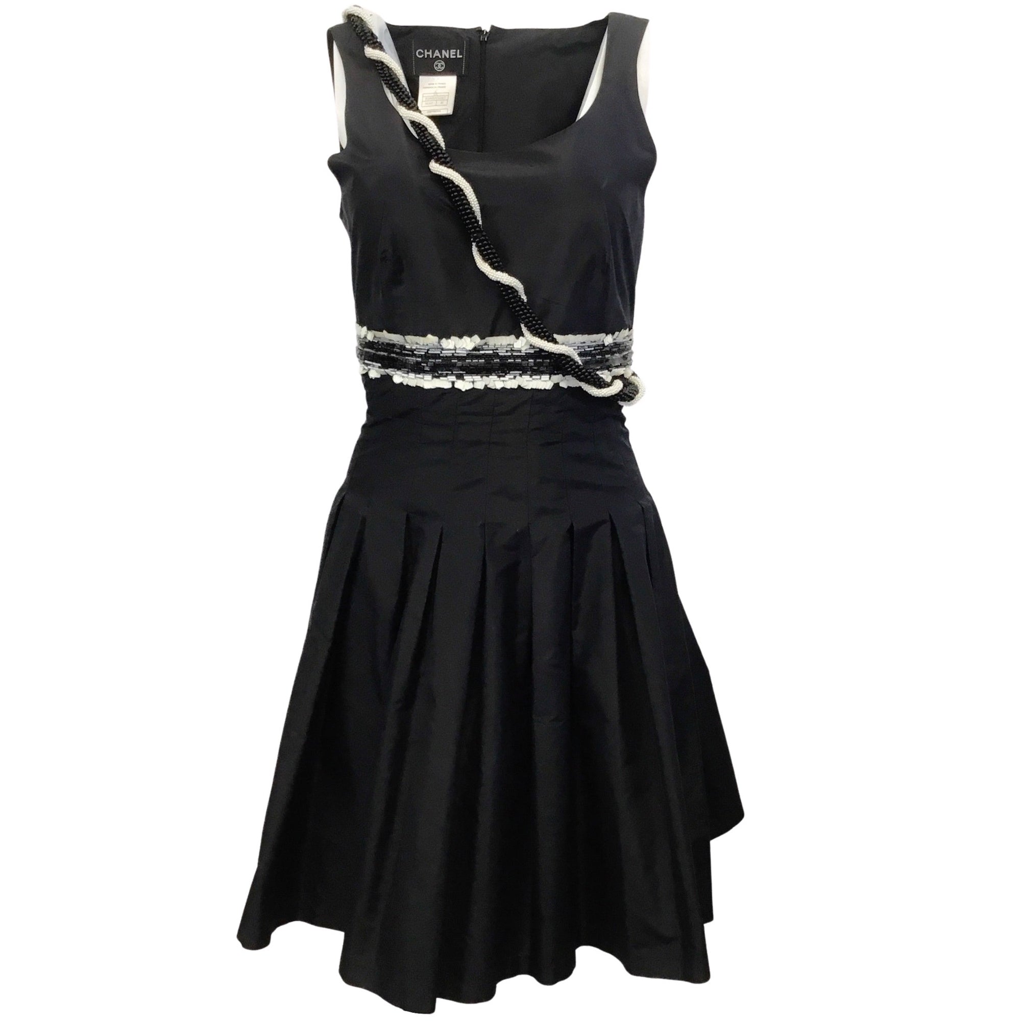 Chanel Black Beaded & Sequined Sleeveless Cocktail Dress – Roundabout ...