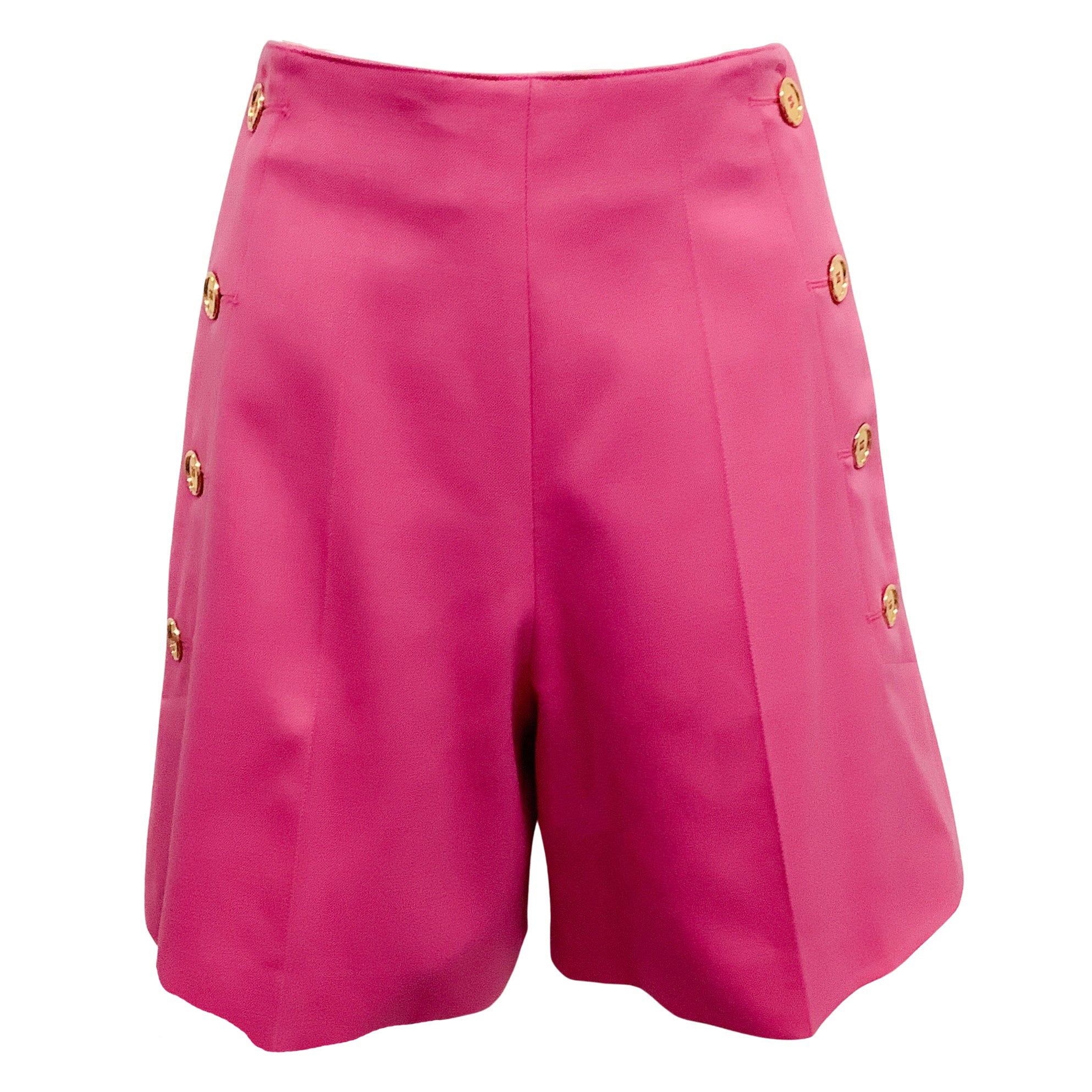 Patou Pink Wool Iconic Shorts with Gold Buttons – Roundabout Resale Couture